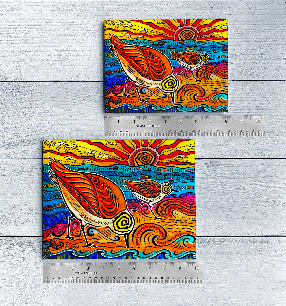 2 Sandpipers Ceramic Tile Wall Art and Backsplash Tiles by Outer Banks ...