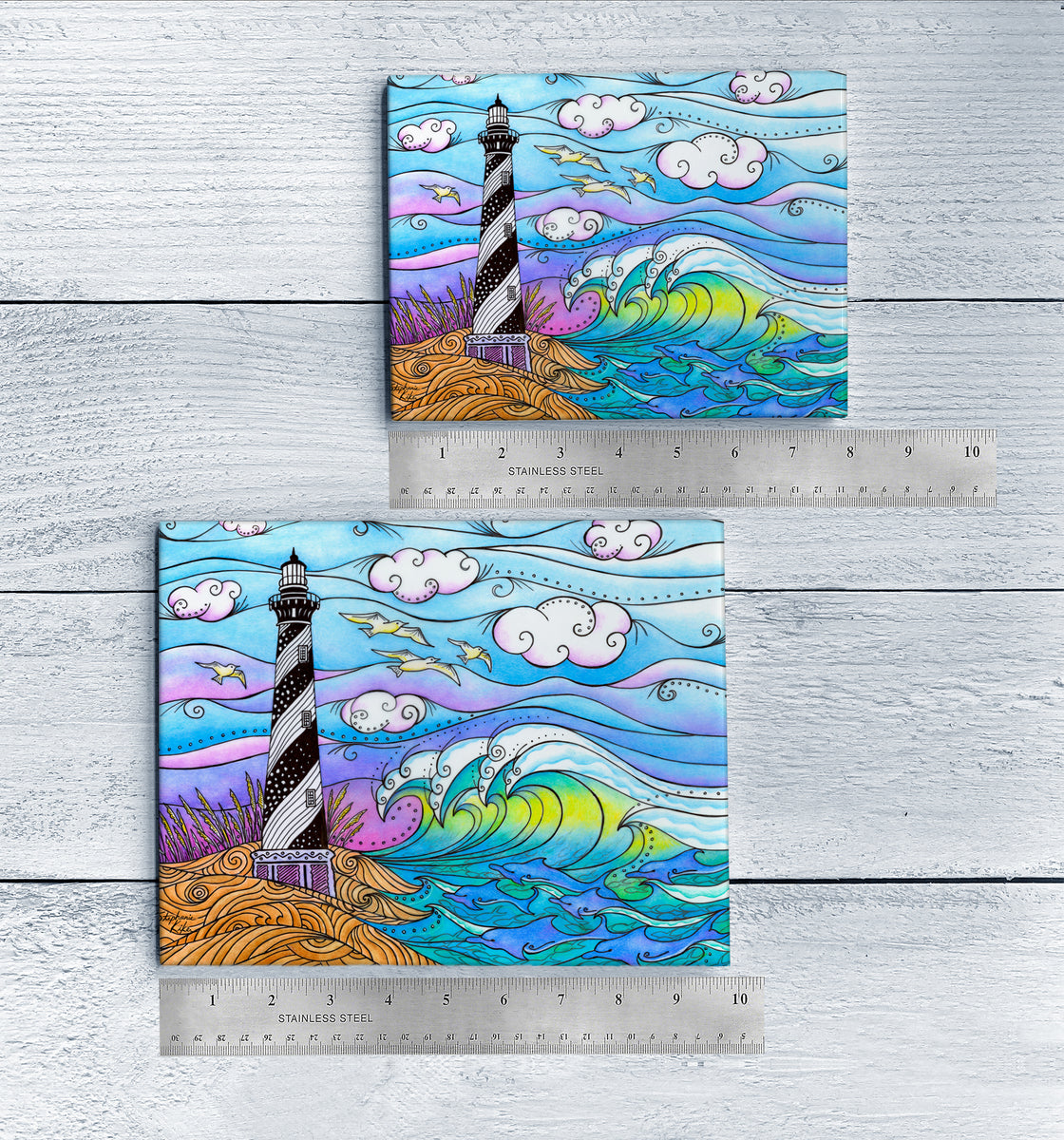Hatteras Waves Ceramic Tile Wall Art and Backsplash Tiles by Outer ...