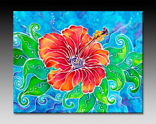 Tropical Hibiscus Ceramic Tile Wall Art and Backsplash Tiles by Outer ...